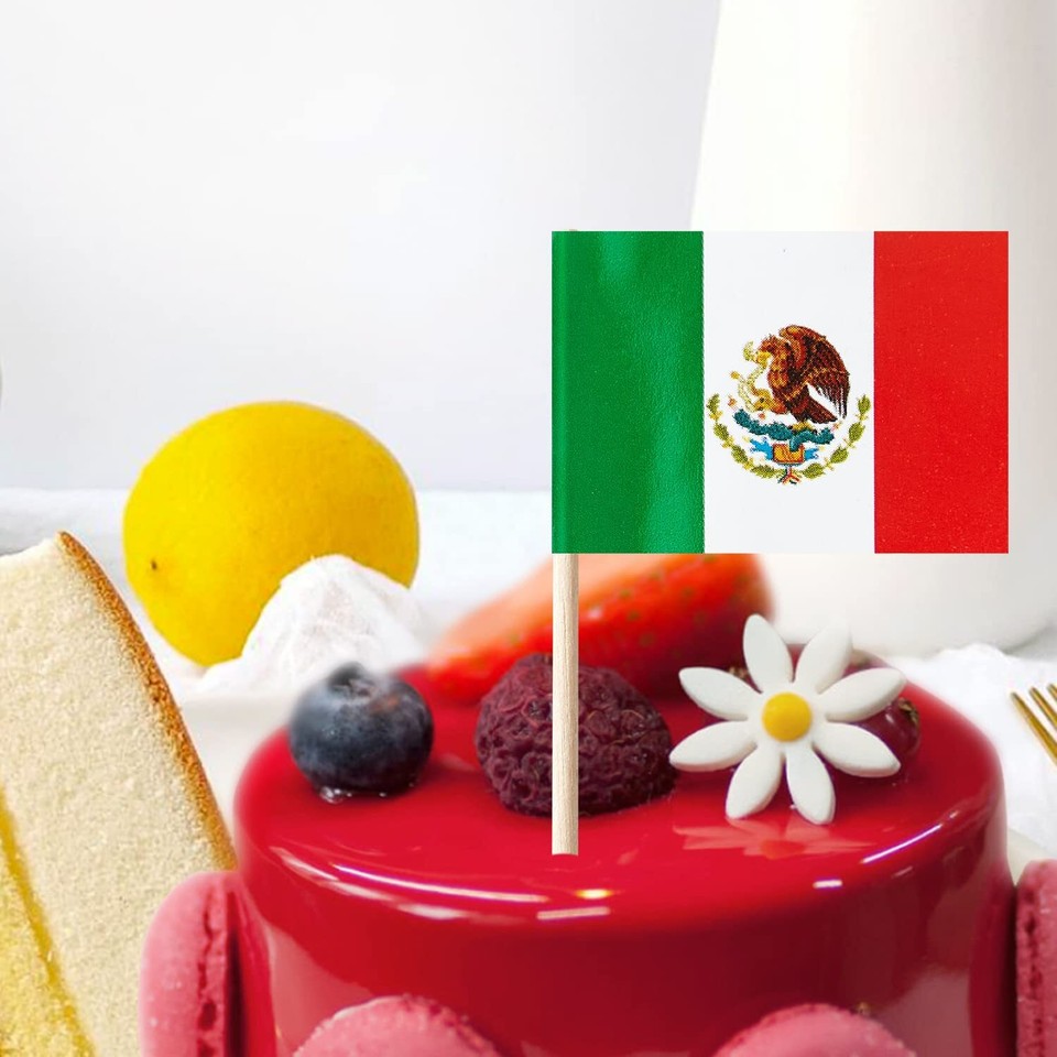 100 Pcs Mexico Flag Mexican Toothpick Flags Small Mini Mexican Cupcake ...