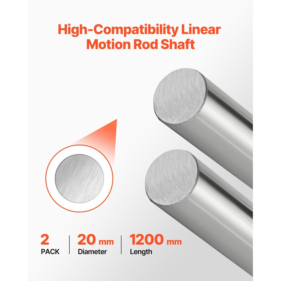 Uimoso 2PCS Linear Motion Rod 20 mmx1200mm Carbon Steel Shaft for ...