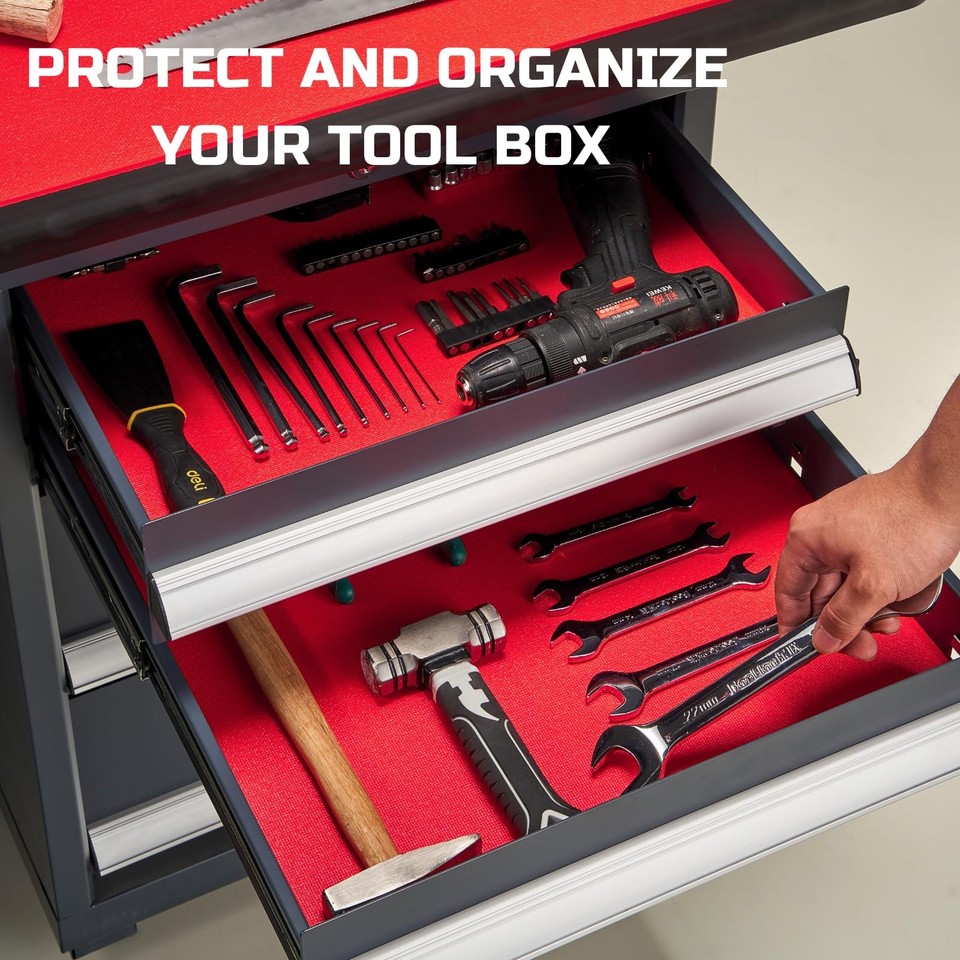Tool Box Liner 18 inch wide x 24 ft Large, Thick Heavy Duty Toolbox ...