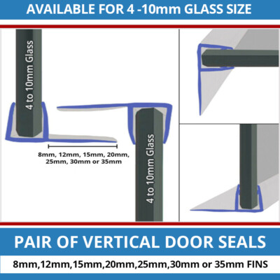 F Shape Shower Seal Strips | Vertical Fins Sliding Door Bath Screen | 2M Pair | eBay