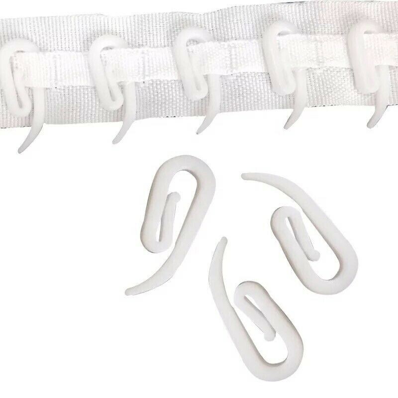 Pack Of 100 White Strong Plastic Curtain Hooks for Door & Window ...