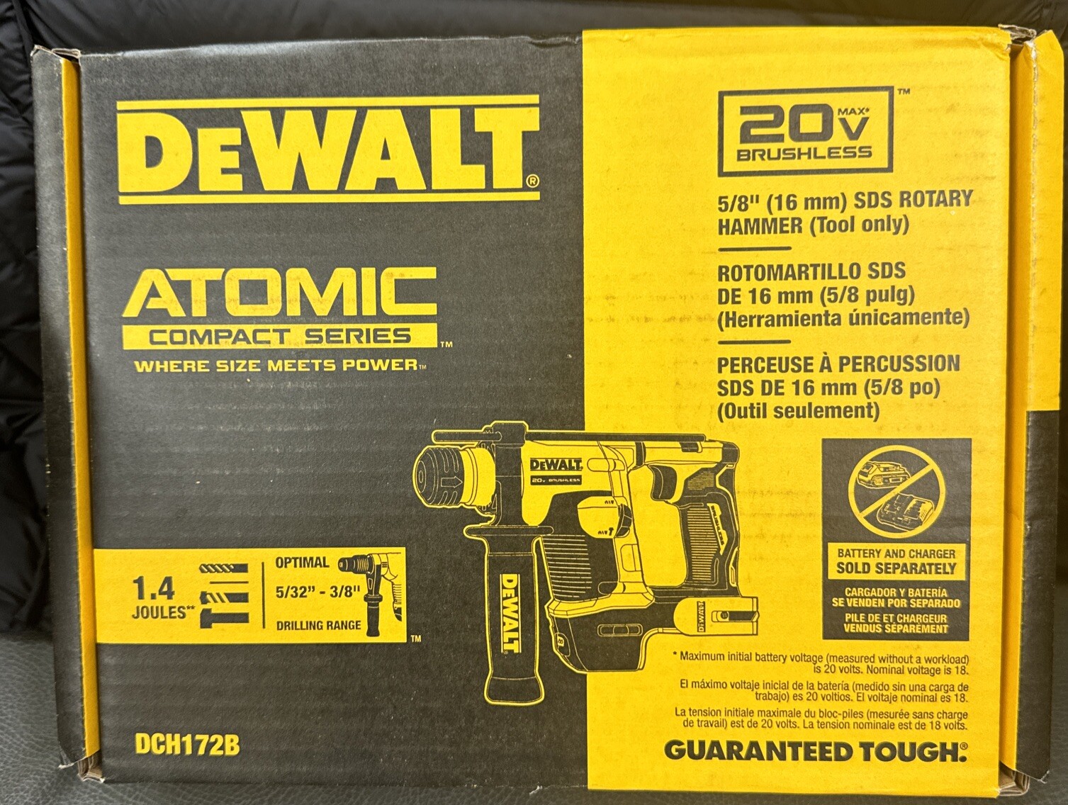 DEWALT DCH172B 20V Cordless Rotary Hammer Drill 5/8" (16 mm) /tool only ...