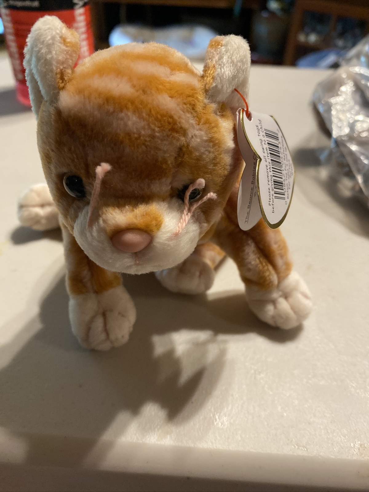TY Beanie Baby - AMBER the Gold Tabby Cat (7.5 inch) -Stuffed Animal ...