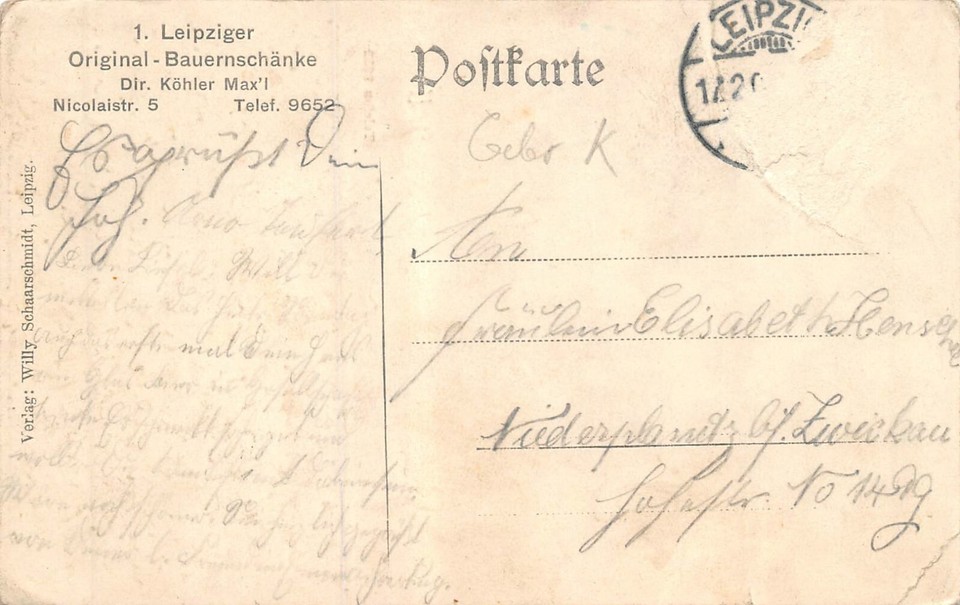 Greetings from the 1st Leipzig Farmers' Inn Village Inn Leipzig Saxony ...