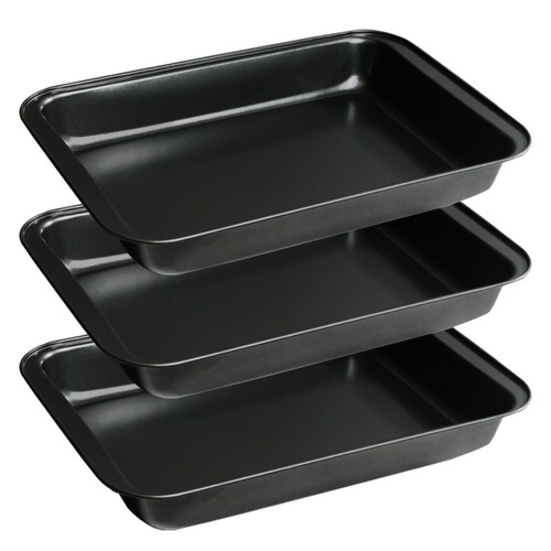 3pc 9x13" Non-Stick Rectangular Cake Pan Set, Oven Baking Bread/Lasagna ...