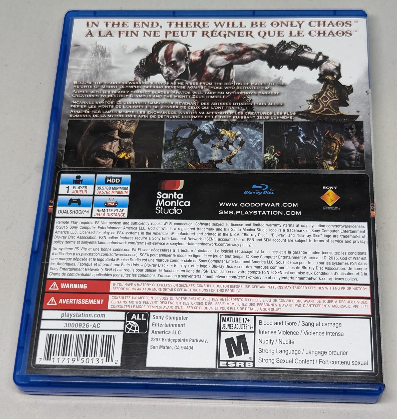 God of War III 3 Remastered (PS4 PlayStation 4) GOW3 886162363517 | eBay