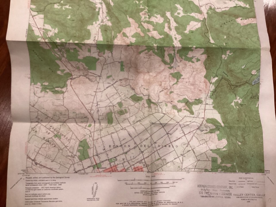 Valley Center Quadrangle California U.S. Geological Survey Map 1948 D8 ...
