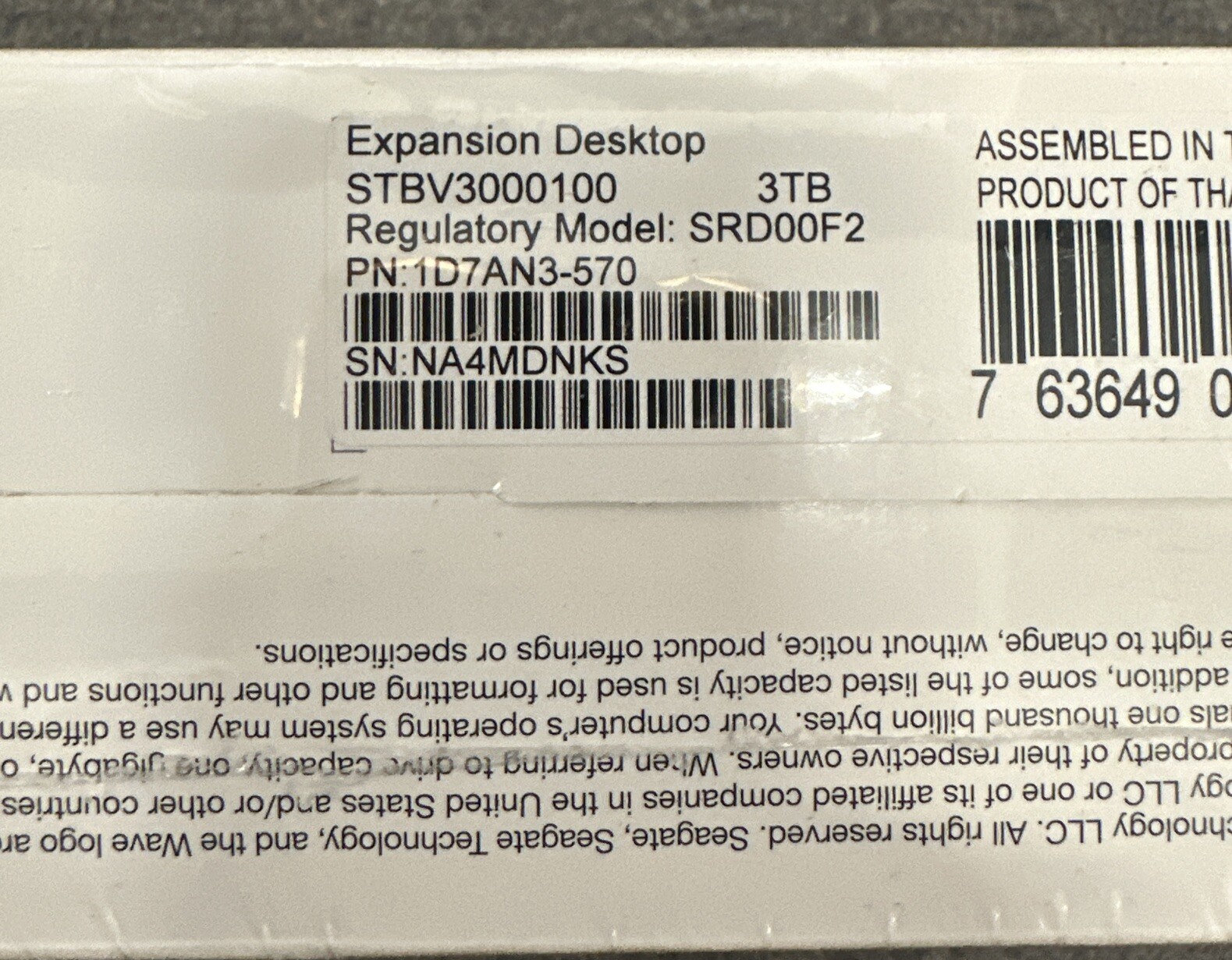 Seagate STBV3000100/SRD00F2 Expansion 3TB Desktop External Hard Drive ...
