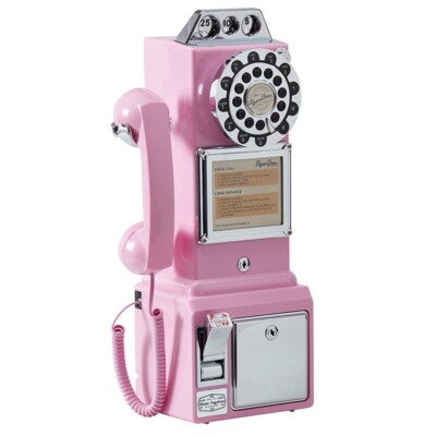 American 1950's Retro Payphone 3 Slot Payphone Corded Phone with Coin ...