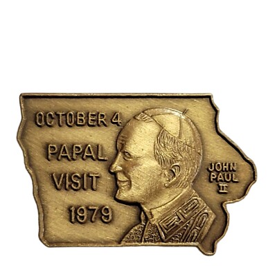 1979 Papal Visit Lapel Pin - John Paul II Iowa State Outline | eBay