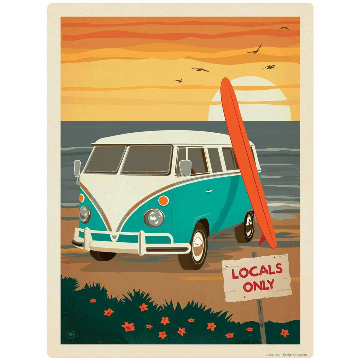 Locals Only Surf Van Decal Peel and Stick Decor | eBay