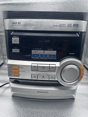 Magnavox MAS-80 Mini Hi-Fi Stereo System 3 Disc CD Player - TESTED - No ...