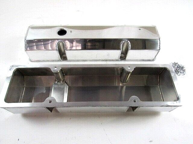 Chevy SBC 327 350 383 Fabricated Aluminum Tall Valve Covers Polished ...
