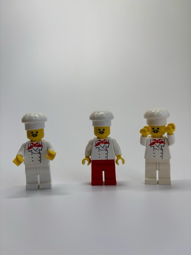 LEGO Chef Baker Mustache French Mini Figures Set 3 Genuine Red Bow ...