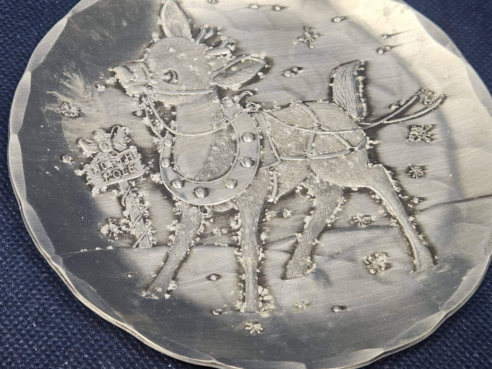 Vintage Wendell August Forge USA Pewter Coaster, Rudolph Red Reindeer ...