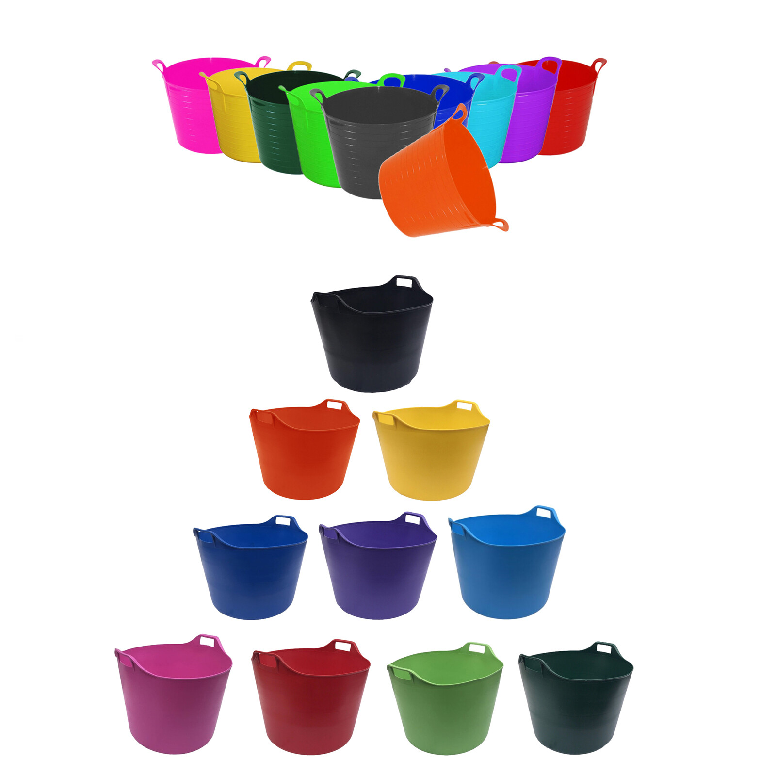 26L 42L 75L Flexi Tub Garden Bucket Plastic Flexible Trug Storage Feed ...
