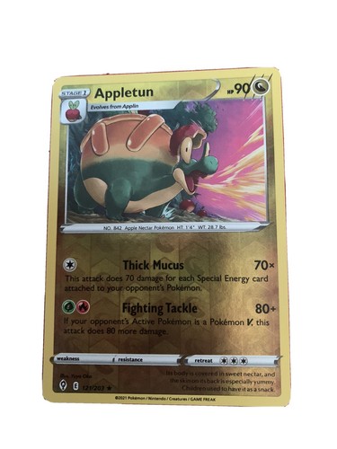 Pokemon Card Evolving Skies 121/203 Appletun MINT RARE REVERSE HOLO ...