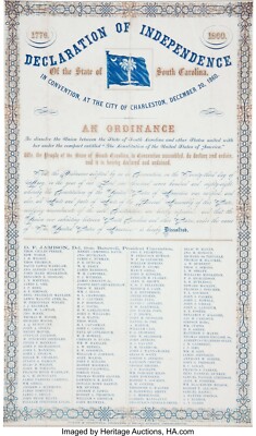 Three CIVIL WAR 1860 COPIES Ordinance of Secession South Carolina | eBay