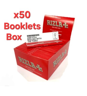 RIZLA Red King Size Medium Weight Kingsize Rolling Papers Box of 50 ...