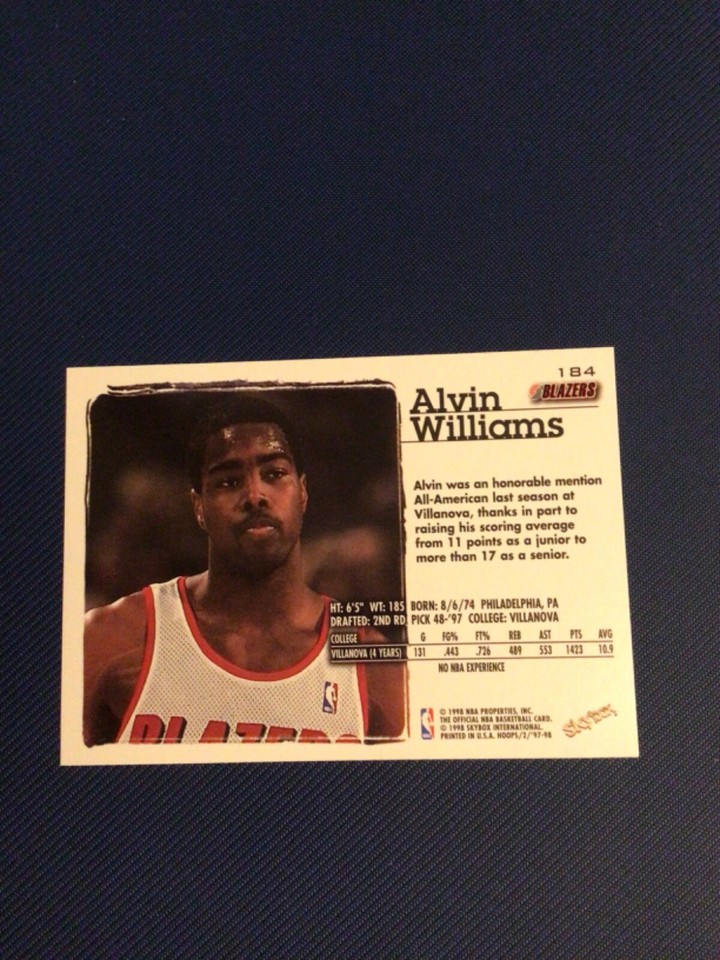 1998 NBA Hoops Alvin Williams Rookie Card | eBay