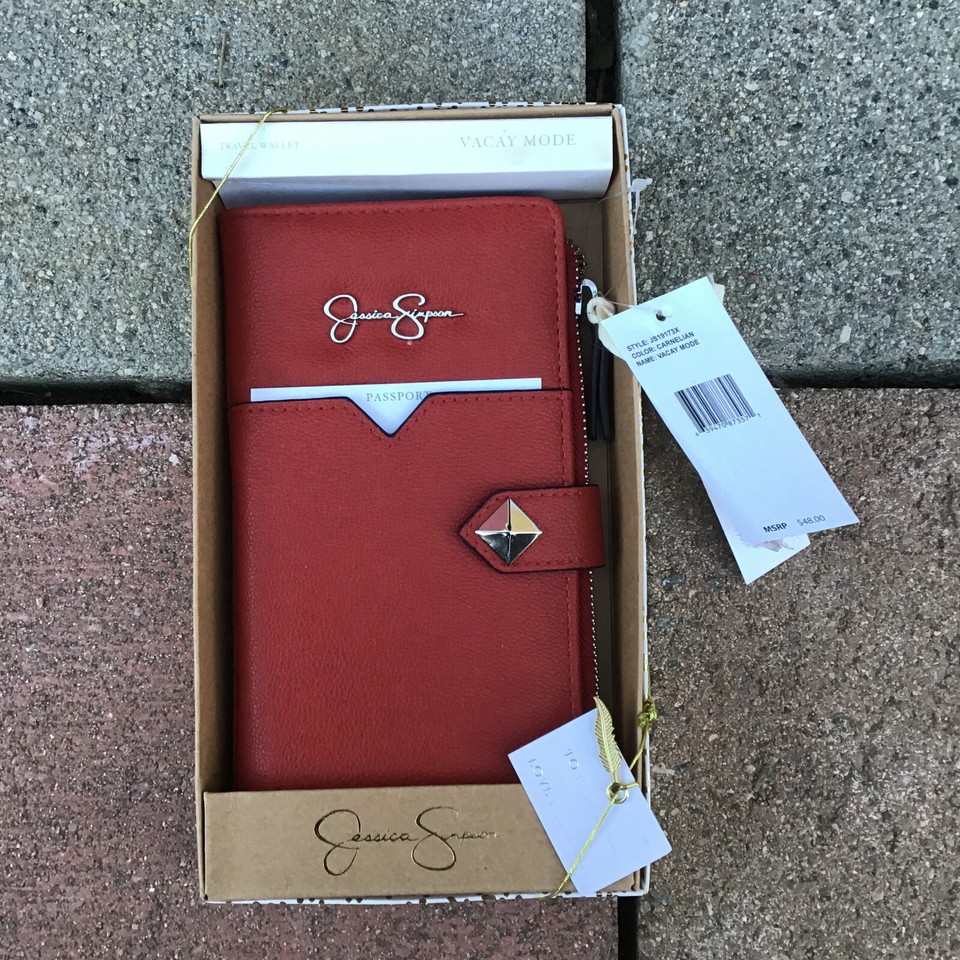 NWT Jessica Simpson Vacation Mode Passport Travel Wallet Carnelian Red ...