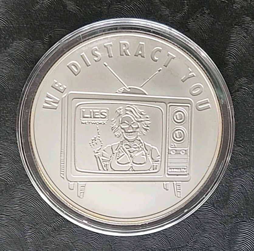 1 OZ .999 PURE SILVER SHIELD WE DISTRACT YOU V1 BU ROUND COIN BULLION ...