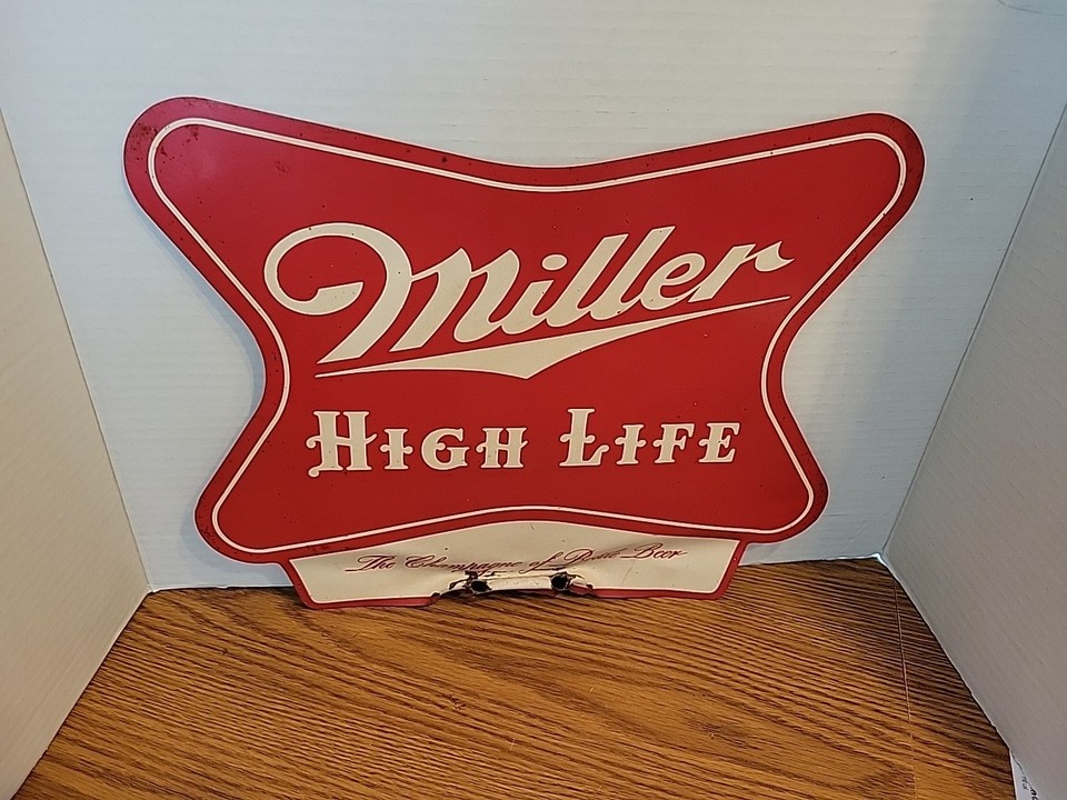 (VTG) 1950s Miller High Life Beer Double Sided Metal Sign Game Room Man ...