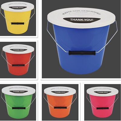 Large Charity Money Collection Buckets With Lids & lid Labels ...