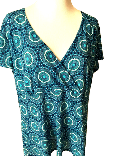 ALFANI~2X~BLUE & TURQUOISE MEDALLION PRINT CROSSOVER EMPIRE SEAM CAP ...