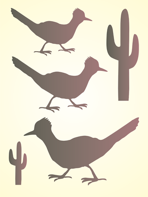 Roadrunner Stencil Southwest Decor Western Desert Cactus Bird DIY Signs ...