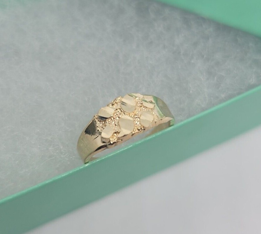 10K Yellow Gold Baby Nugget Ring for Baby Kids Children Women Size 1 -7 ...