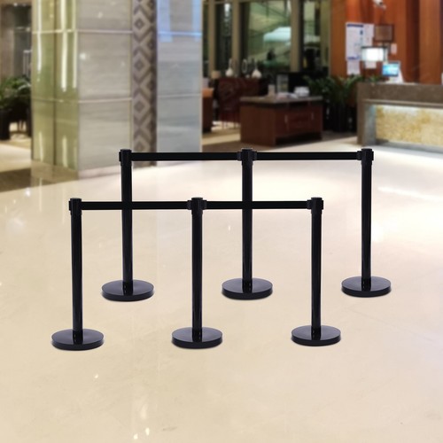 6Pcs Retractable Belt Stanchion Post Queue Line Barrier Crowd Control ...