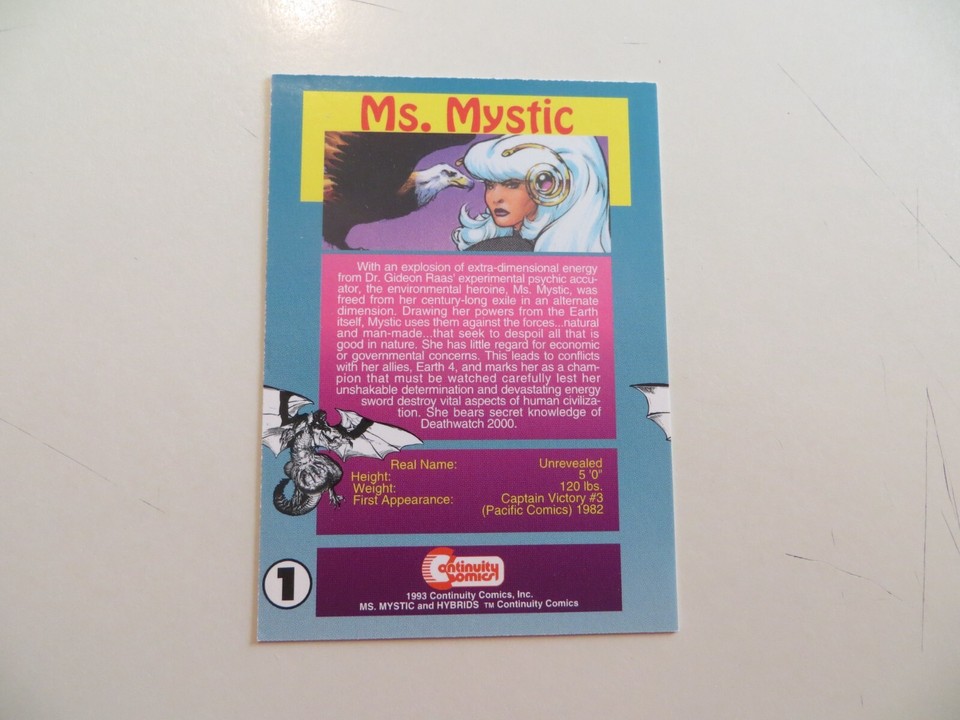 1993 CONTINUITY COMICS MS. MYSTIC PROMO CARD # 1 SIGNED ADAM HUGHES ...