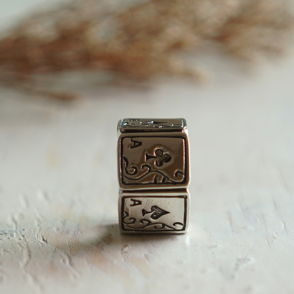 Ace Card Ring men sterling silver 925 Biker Viking gothic cowboy lucky ...