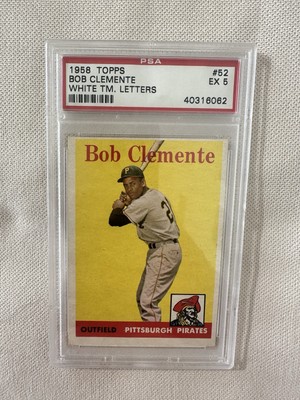 1958 Topps Bob Roberto Clemente Pirates White TM Letters #52 PSA 5 | eBay