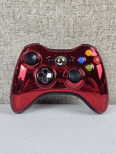 Xbox 360 Red Metallic Wireless Controller Chrome Series OEM Tested READ ...