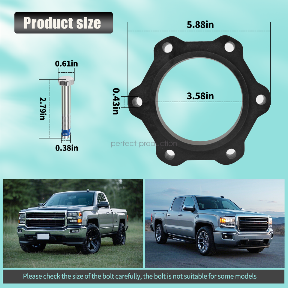 1999-2016 Chevrolet GMC 1500 Pickup Tahoe Suburban CV Spacers For Rear ...
