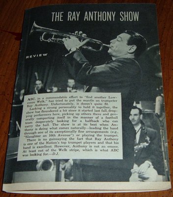 1957 TV REVIEW ARTICLE / RAY ANTHONY SHOW / MUSICAL TRUMPETER | eBay