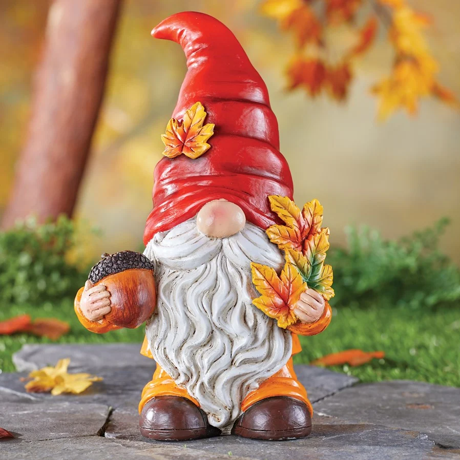 Autumn Harvest Garden Gnome Statue Sculpture Fall Figurine Festive Home ...