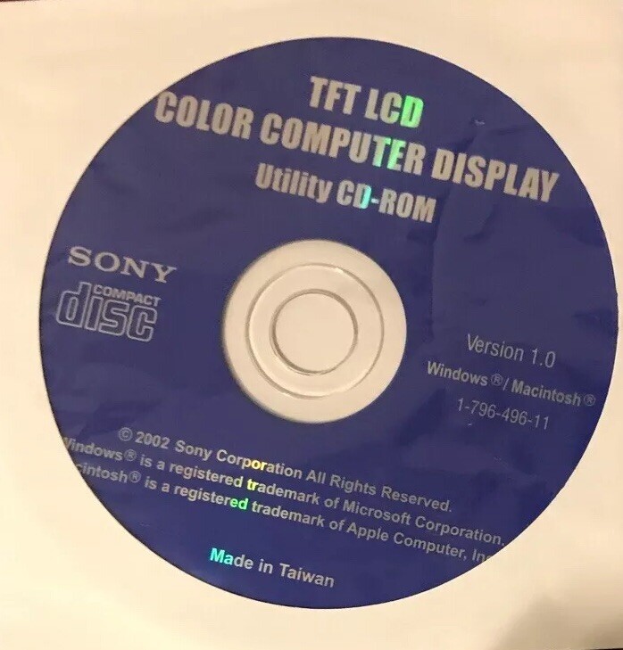 Sony TFT LCD Color Computer Display utility CD-ROM | eBay
