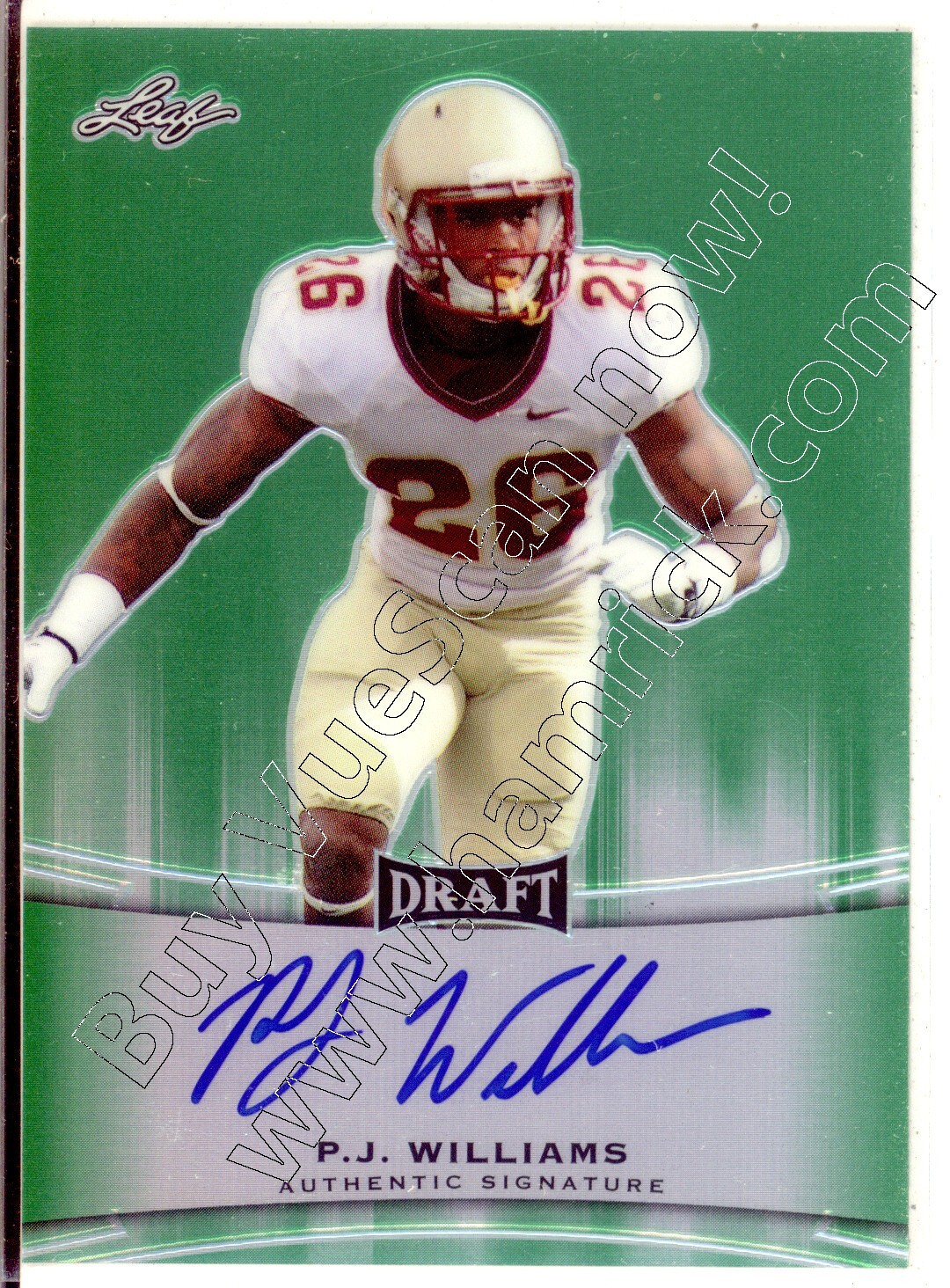 pj williams rc rookie draft auto autograph fsu seminoles noles college ...