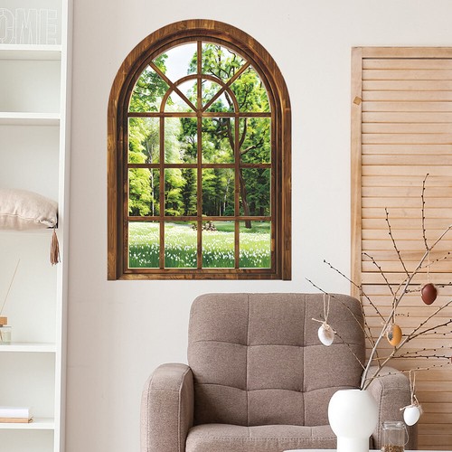 3D Fake Window Scenery Wall Art Sticker Forest Woodland Wall Decor ...