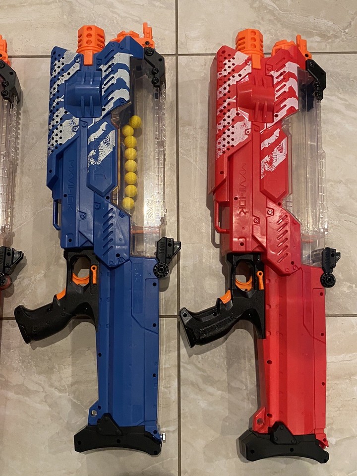 4X Nerf Rival Nemesis Mxvii-10k. 3 Red, 1x Blue - Fully Auto100x Round ...