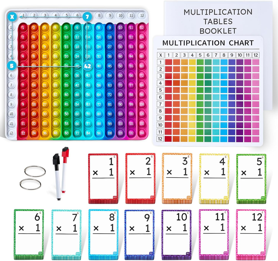 Multiplication Flash Cards + Chart- 156 Hole Punched Math Game ...