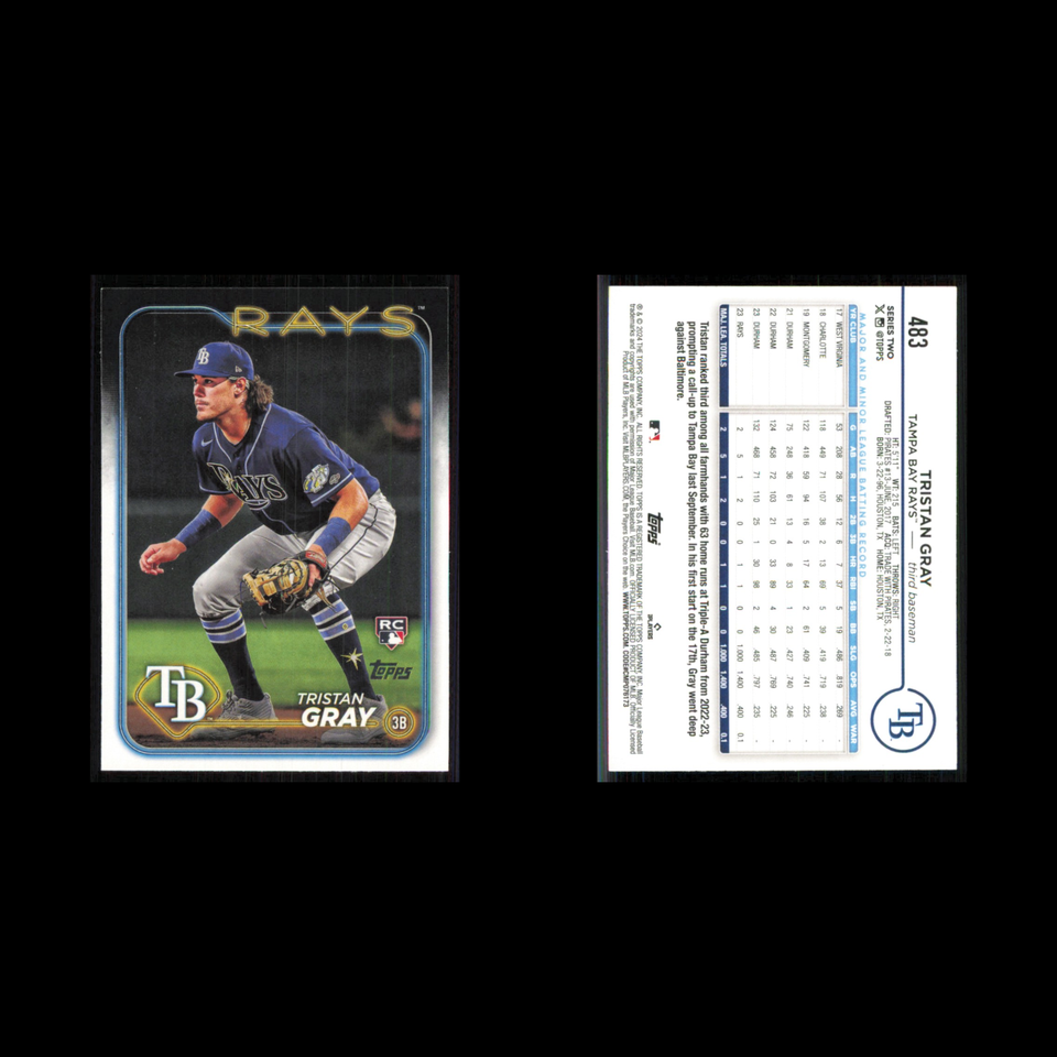 Tristan Gray Rookie #483 2024 Topps Tampa Bay Rays Baseball Card MLB NM ...