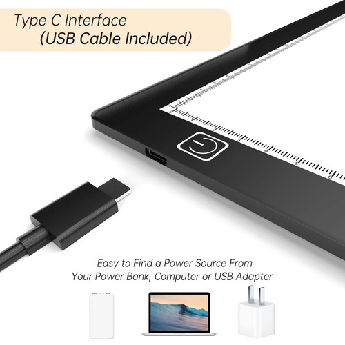 Slide Viewer Light Box 5600K 12”x8” Ultra-Thin Adjustable Brightness ...