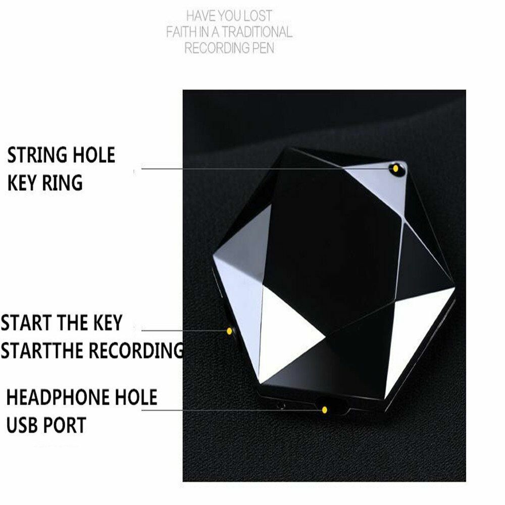 Voice Activated Recorder Pendant Necklace 8G Mini MP3 Noise Reduction ...