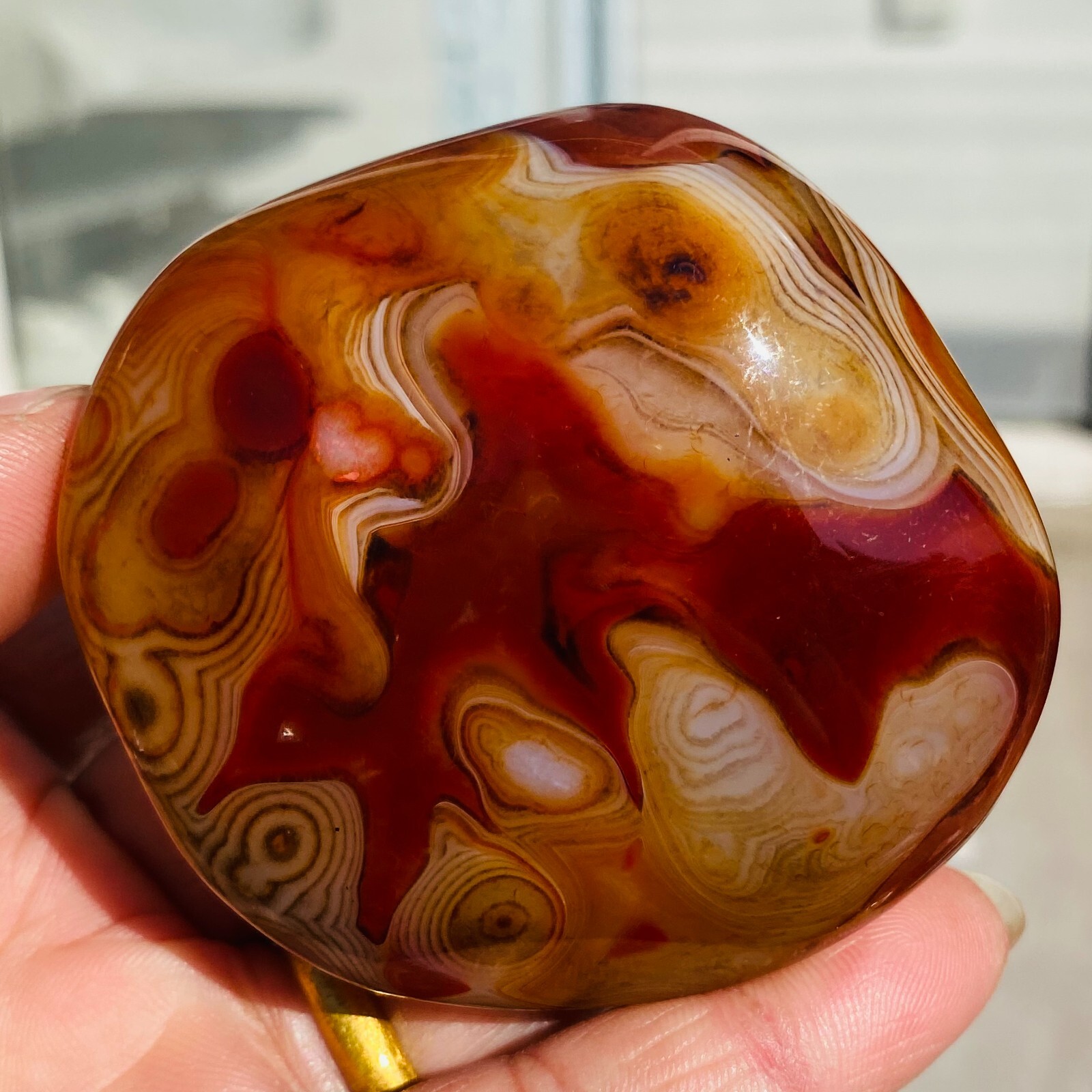 170g Large Banded Chalcedony Quartz Agate Crystal Palm Stone Healing ...