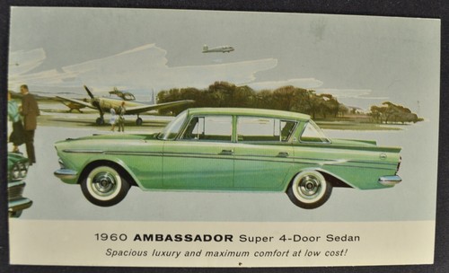 1960 Rambler Ambassador Super Sedan Postcard AMC Excellent Original 60 ...