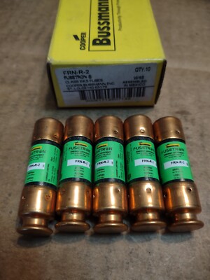 LOT OF 5 PCS Bussmann FRN-R-2 Time-delay Fuse Class RK5 2 Amps 250 VAC ...